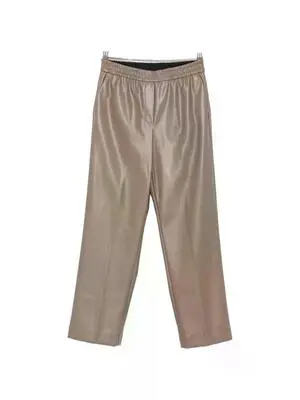 NUDE Elasticated-waistband Faux-leather Trousers - Grey