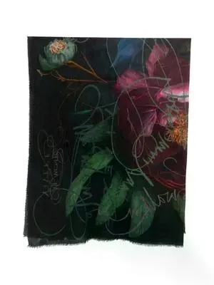 Faliero Sarti Floral-print Frayed-edge Scarf - Brown