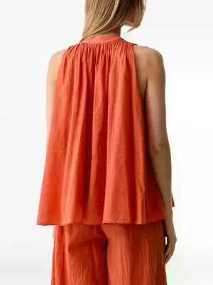 VICOLO Gathered Button-placket Top