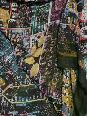 Faliero Sarti Graphic-print Frayed Scarf
