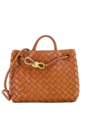 Bottega Veneta Andiamo Top Handle Bag Intrecciato Nappa Small Satchel - Brown