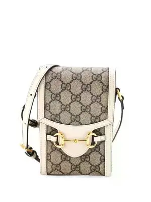 Gucci Horsebit 1955 Gg Coated Canvas With Leather Mini Crossbody Bag - White