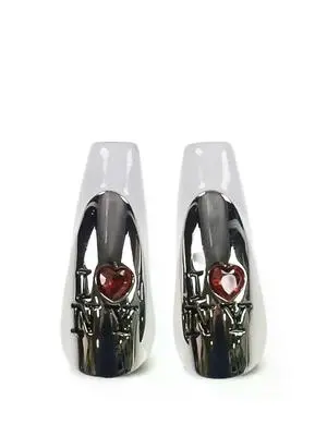 D'HEYGERE I Love Ny Nail-shaped Earrings - Silver
