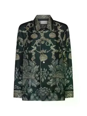 PIERRE-LOUIS MASCIA Aloe Baroque-pattern Silk Shirt