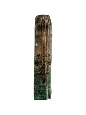 PIERRE-LOUIS MASCIA Graphic-print Velvet Trousers - Brown
