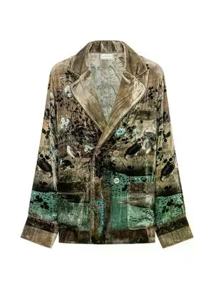 PIERRE-LOUIS MASCIA Kanpur Graphic-print Double-breasted Blazer - Brown