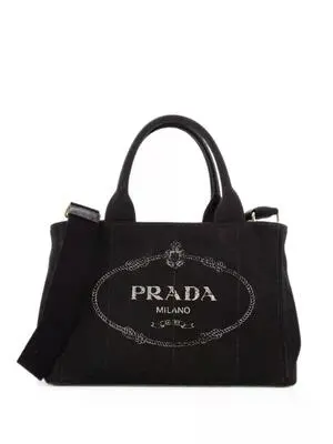 Prada Canapa Canvas Mini Tote Bag - Black