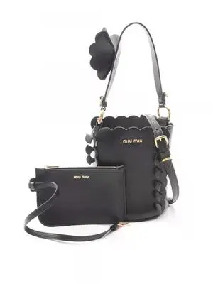 Miu Miu 2010-2026 Leather Flower Bucket Bag Satchel