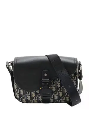Dior 2000-2026 Small Oblique Canvas Saddle Messenger Bag With Flap Crossbody Bag - Black