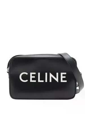 Celine 2000-2026 Smooth Calfskin Logo Messenger Bag Crossbody Bag - Black