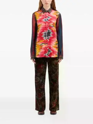 PIERRE-LOUIS MASCIA Aloe Geometric-print Silk Shirt