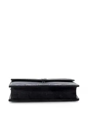Saint Laurent Classic Monogram Wallet On Chain Matelasse Chevron Leather Small Crossbody Bag - Black