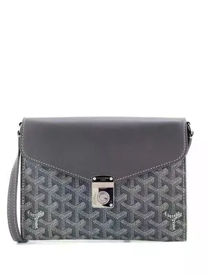 Goyard Chypre Wallet On Strap Coated Canvas With Leather Cross Body Bag - Grey