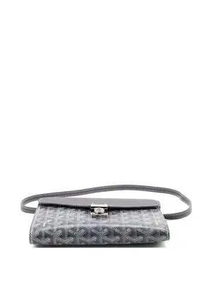 Goyard Chypre Wallet On Strap Coated Canvas With Leather Cross Body Bag - Grey