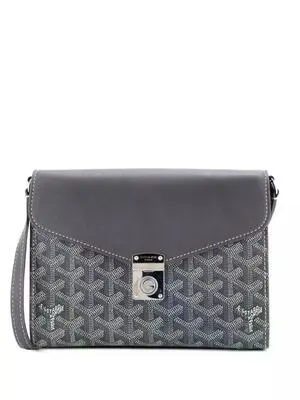 Goyard Chypre Wallet On Strap Coated Canvas With Leather Cross Body Bag - Grey