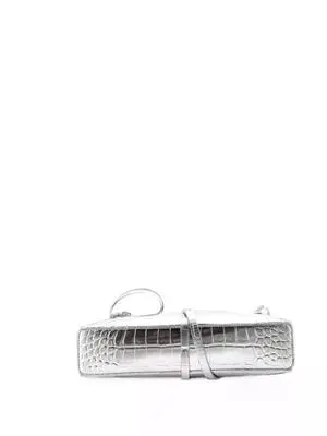 Givenchy Cut Out Crocodile Embossed Leather Small Shoulder Bag - Silver
