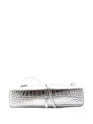 Givenchy Cut Out Crocodile Embossed Leather Small Shoulder Bag - Silver
