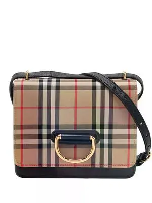 Burberry 2000-2017 Small Goatskin Trimmed House Check Canvas D Ring Crossbody Bag