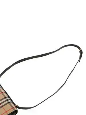 Burberry 2000-2017 Small Goatskin Trimmed House Check Canvas D Ring Crossbody Bag