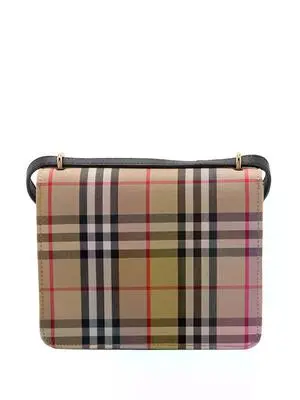 Burberry 2000-2017 Small Goatskin Trimmed House Check Canvas D Ring Crossbody Bag