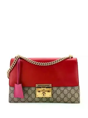 Gucci Padlock Gg Coated Canvas And Leather Medium Shoulder Bag - Red