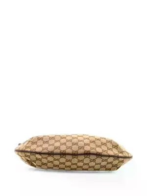 Gucci Saddle Zip Messenger Bag Gg Canvas With Leather Medium Crossbody Bag