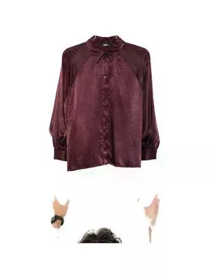 Dixie Satin-finish Raglan-sleeve Shirt - Red