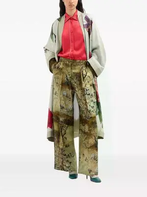 PIERRE-LOUIS MASCIA Botanical-print Wide-leg Trousers