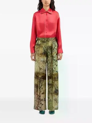 PIERRE-LOUIS MASCIA Botanical-print Wide-leg Trousers