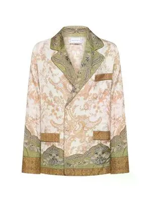 PIERRE-LOUIS MASCIA Floral Paisley Silk Blazer - Neutrals