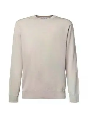 Eleventy Contrast-trim Wool Fine-knit Top - Neutrals