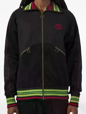 NICHOLAS DALEY Warm Up Striped-trim Zip-up Jacket - Black