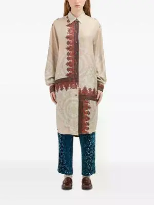 PIERRE-LOUIS MASCIA Silk Paisley Motif Long Sleeve Shirt