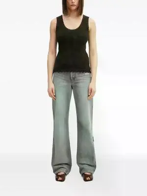WALES BONNER Crochet-trim Ribbed-knit Top - Brown
