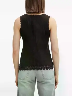 WALES BONNER Crochet-trim Ribbed-knit Top