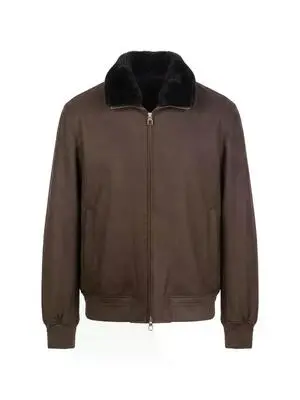 MONTECORE Faux-fur Collar Bomber Jacket - Brown