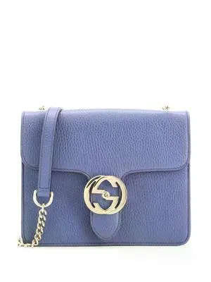 Gucci Interlocking Leather Small Shoulder Bag - Blue