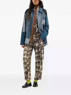 PIERRE-LOUIS MASCIA Abstract-check Silk Trousers