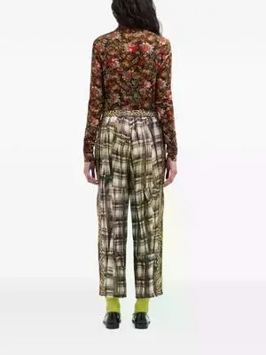 PIERRE-LOUIS MASCIA Abstract-check Silk Trousers