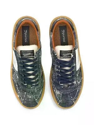 PURAAI Frayed-edge Denim-effect Sneakers