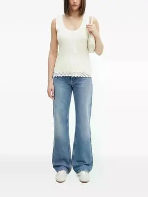 WALES BONNER Crochet-trim Ribbed Top