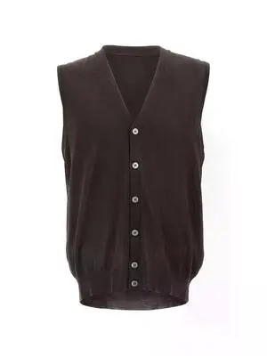 FILIPPO DE LAURENTIIS Merino Wool V-neck Sleeveless Sweater - Brown