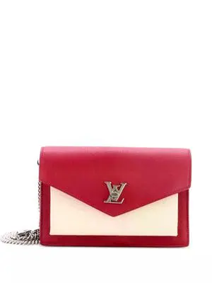LOUIS VUITTON Mylockme Chain Pochette Leather Clutch Bag - Grey