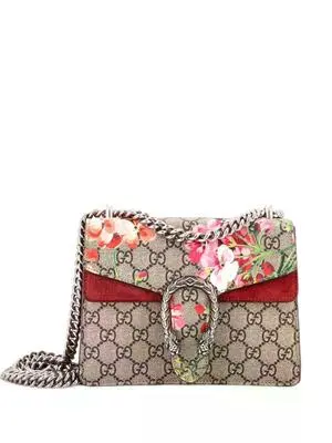 Gucci Dionysus Bag Blooms Print Gg Coated Canvas Mini Crossbody Bag - Brown