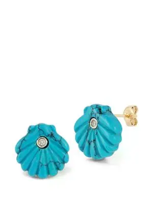 Mateo Venus Shell Turquoise And Diamond Earrings