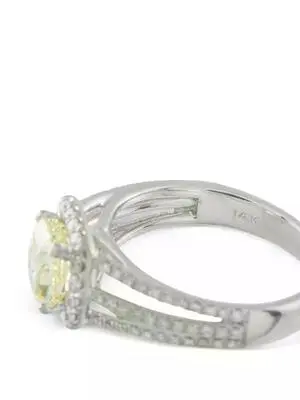 LB EXCLUSIVE 14k White Gold Cushion-cut Yellow Diamond Ring - Silver
