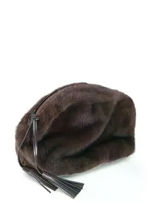 P.a.r.o.s.h Tassel-detail Faux-fur Clutch Bag - Brown