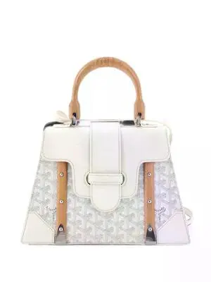 Goyard Saigon Top Handle Bag Coated Canvas With Leather Pm Satchel - White