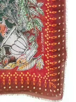 Faliero Sarti Graphic-print Frayed Scarf - Red
