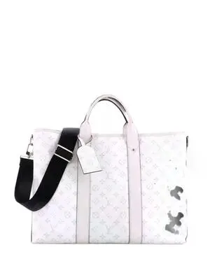 LOUIS VUITTON Weekend Nm Monogram Taigarama Tote Bag - White